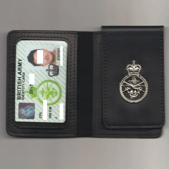 UK Armed Forces MOD90 ID Card Holder - Black Leather Wallet